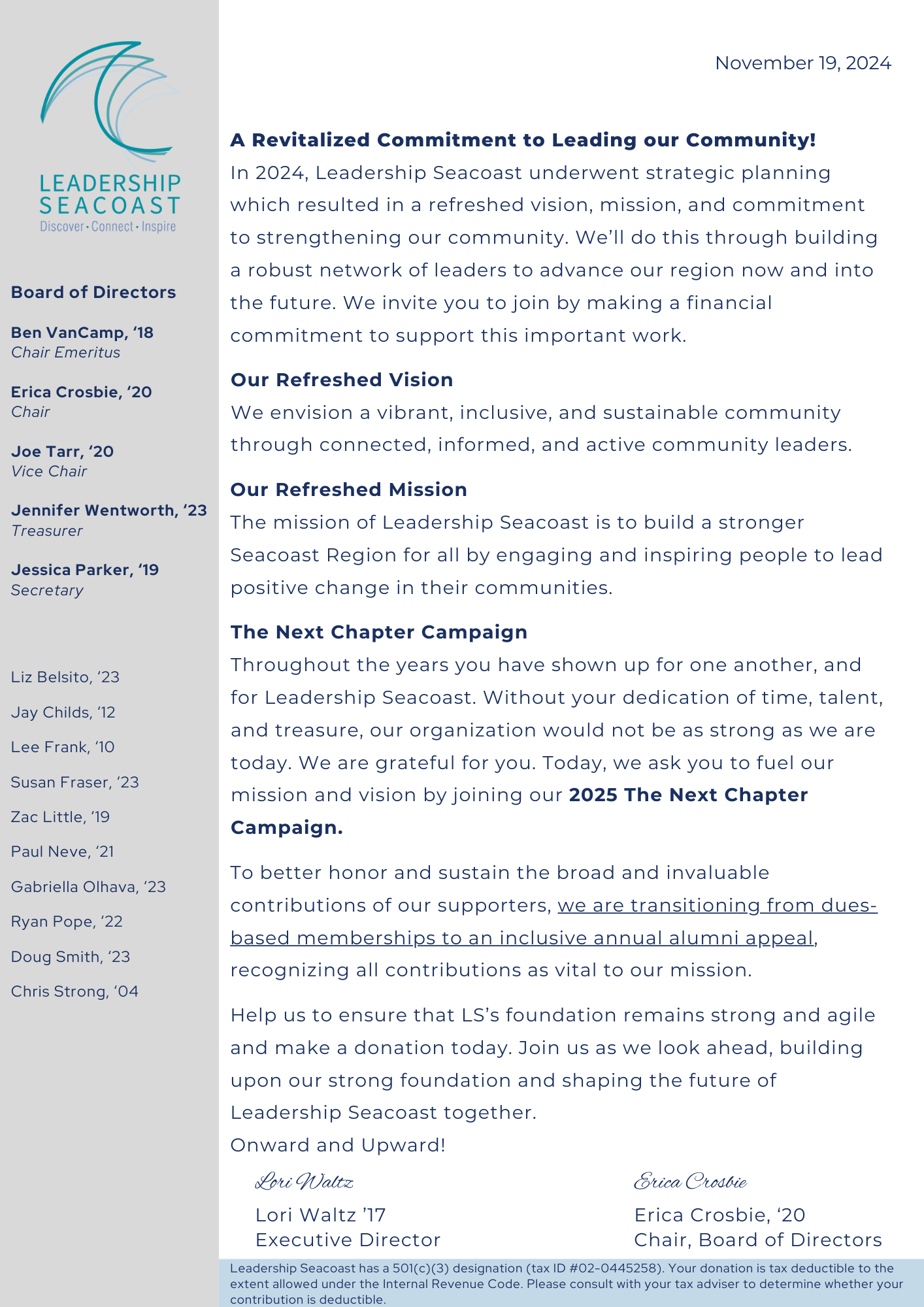 The Next Chapter Campaign! - Leadership Seacoast